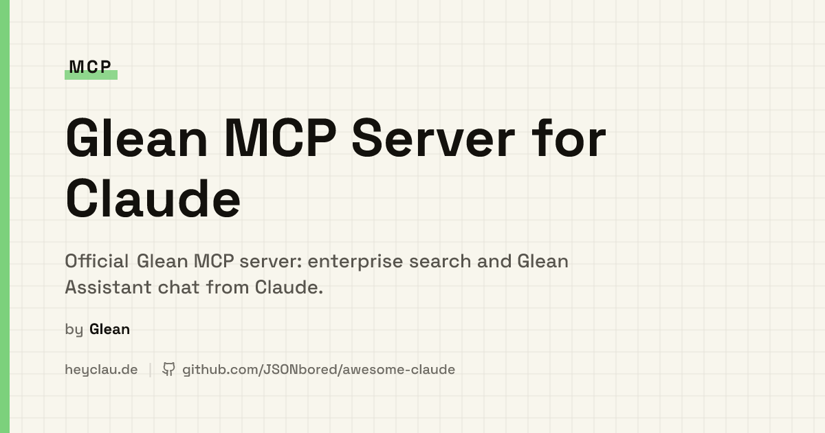 Glean MCP Server for Claude — Enterprise Search & Chat — HeyClaude
