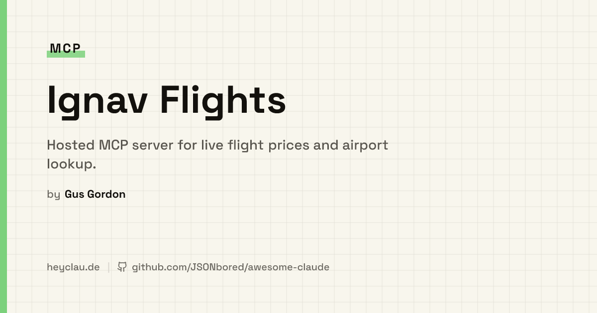 Ignav Flights MCP Server for Claude — HeyClaude