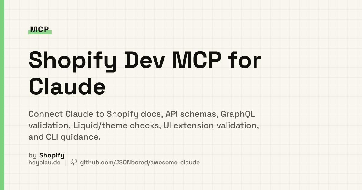 Shopify Dev MCP for Claude — HeyClaude